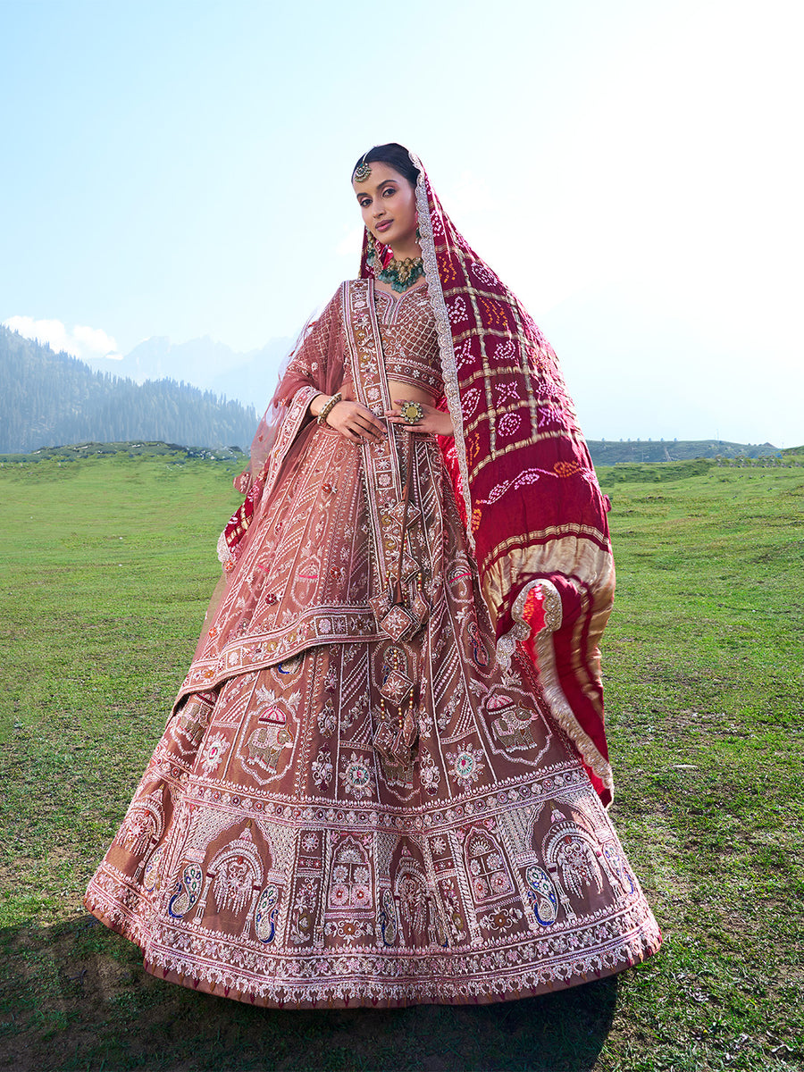 Maroon Machine & Handwork Lehenga Choli Set – Tirumala Designers