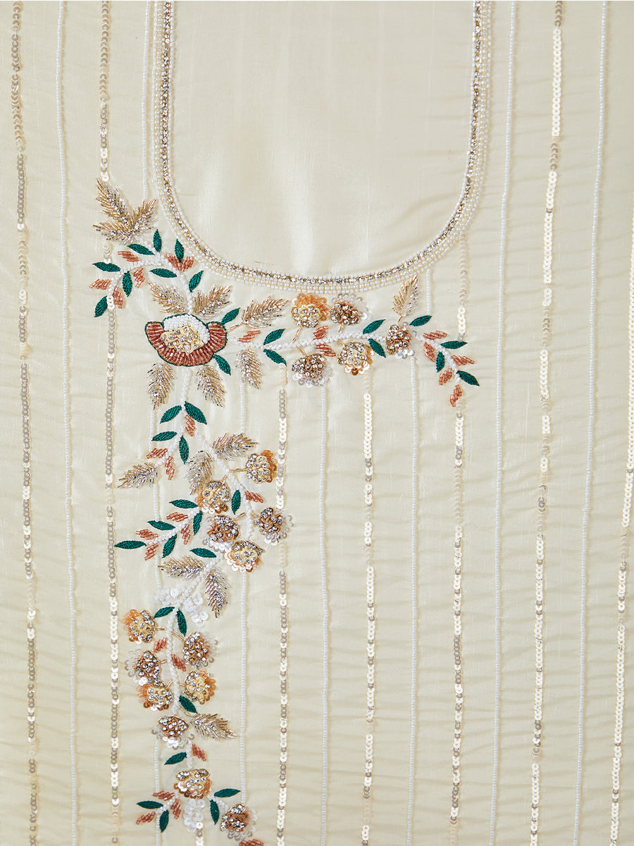 Cream Silk Floral Suit For Women – Tirumala Designers