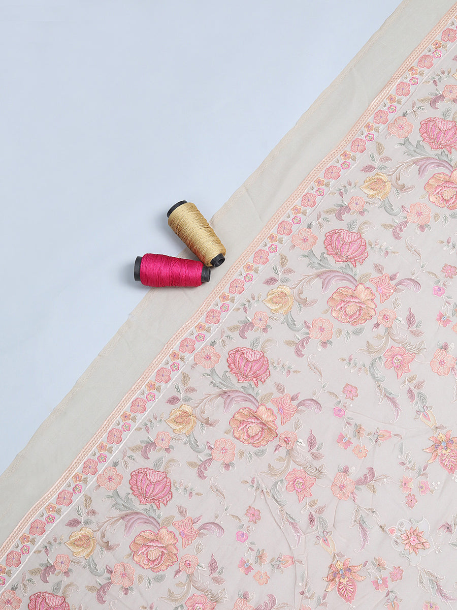 Floral Embroidered Beige Organza With Gold Treads & Sequence – Tirumala ...