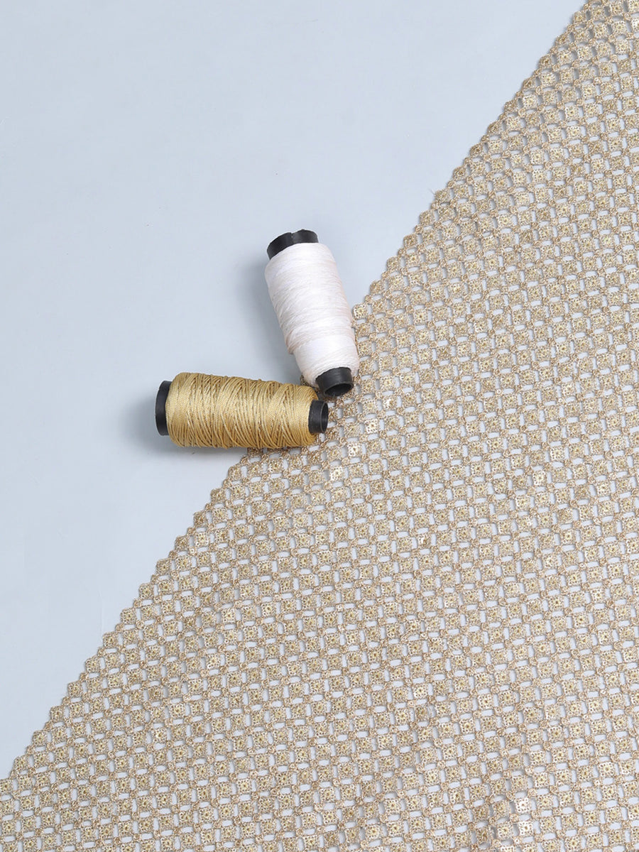 Magnificent Golden Cutwork Fabric – Tirumala Designers