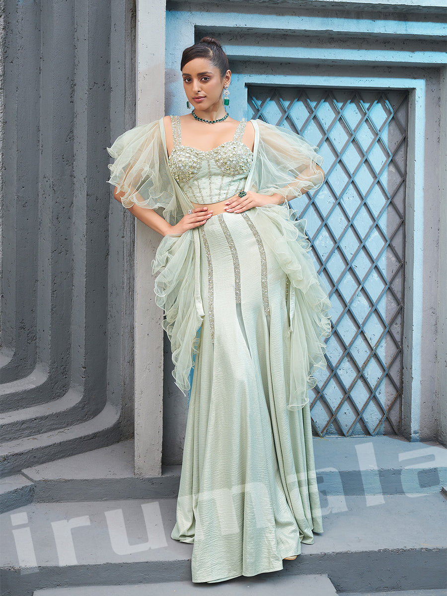 Pista Green Cordset Skirt – Tirumala Designers