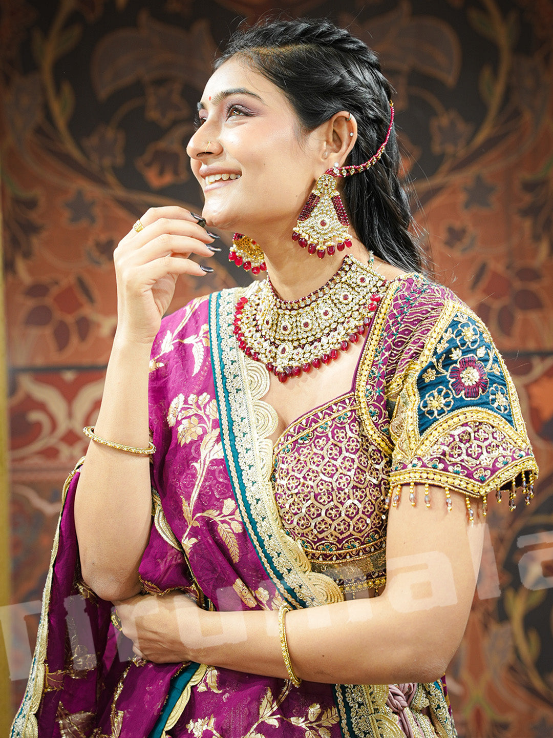 Onion Pink Zardosi Banarasi Lehenga – Tirumala Designers