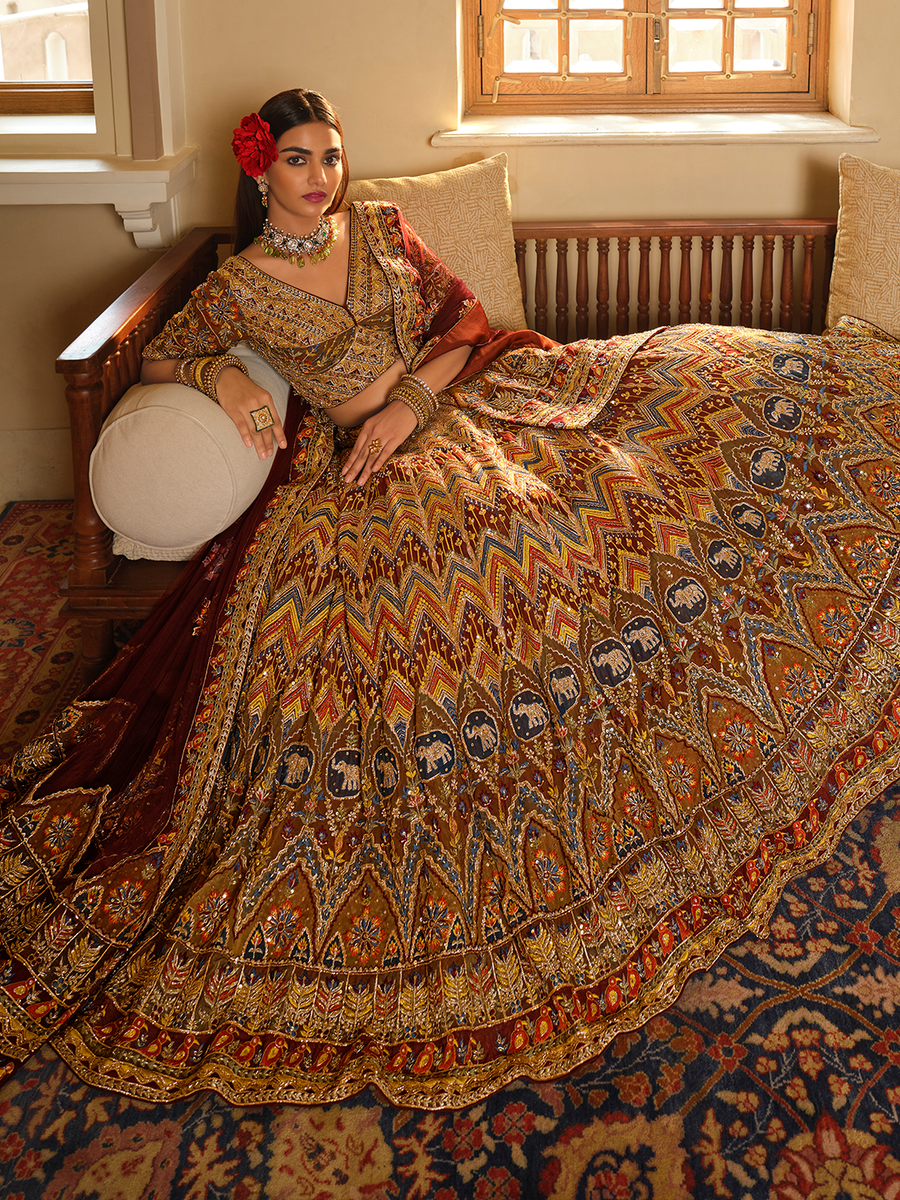Maroon Heritage Lehenga – Tirumala Designers
