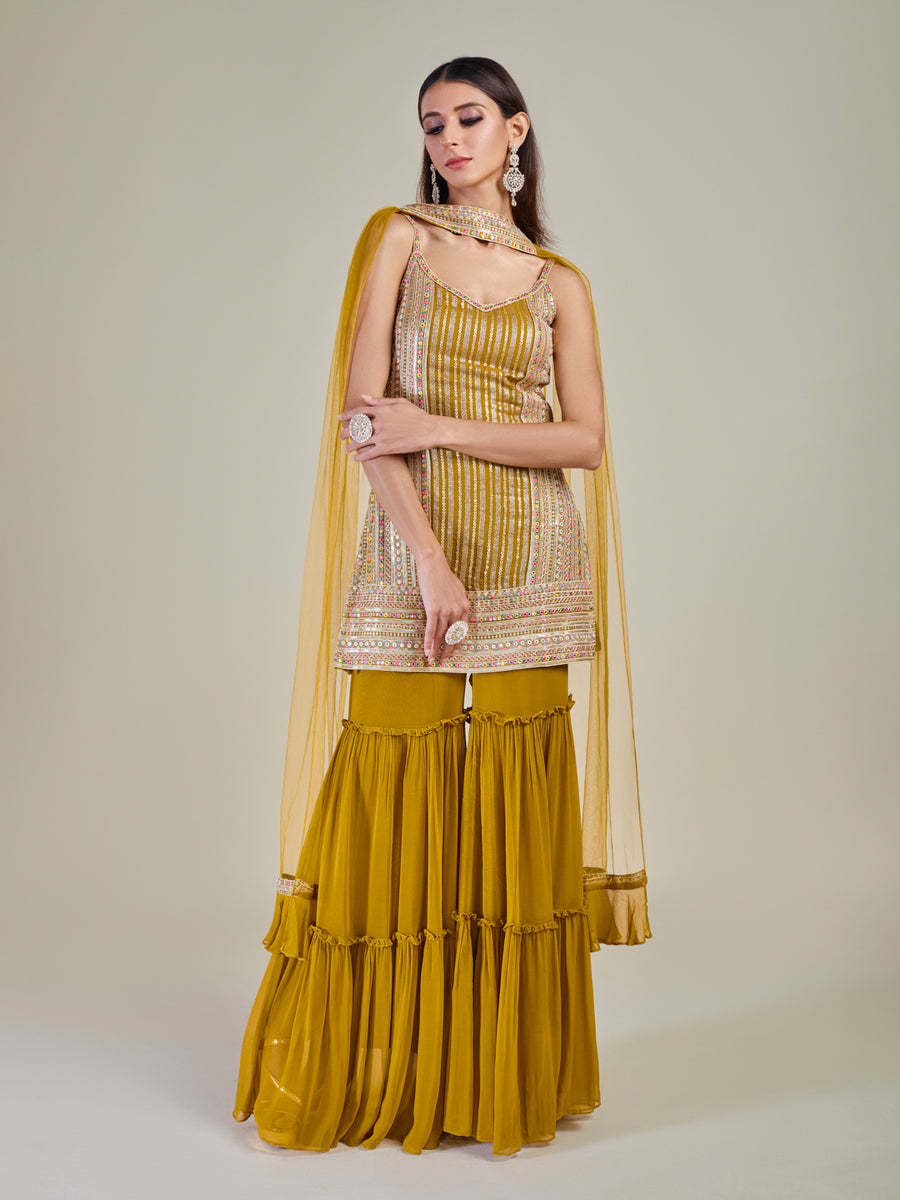 Mustard Gharara Set – Tirumala Designers